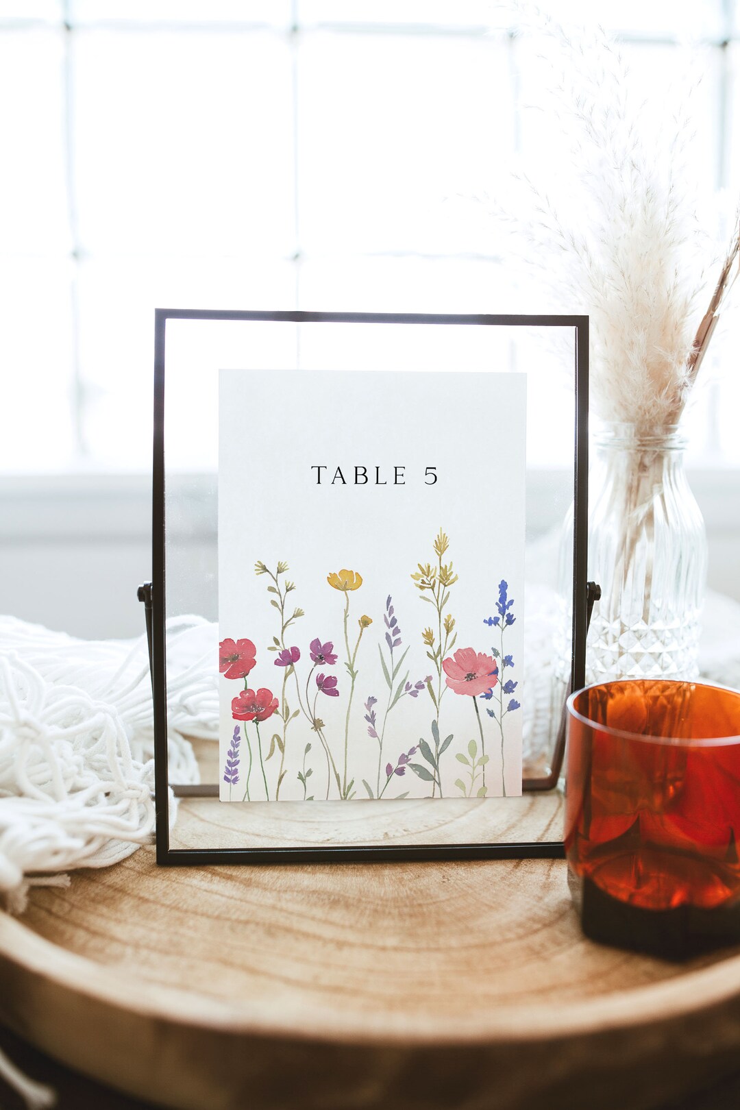 Boho Wedding Table Numbers Template, Wildflower Table Numbers ...