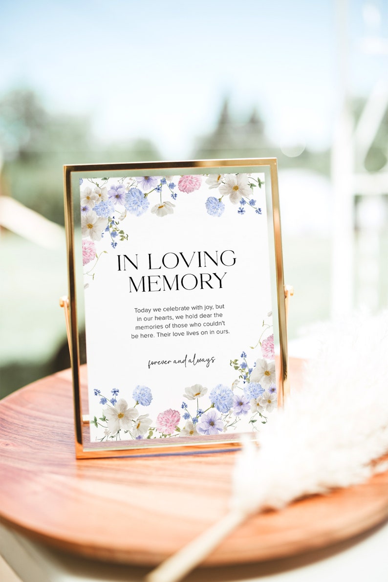 Memorial Table Sign Template, Dusty Blue Wedding Sign, in Loving Memory ...