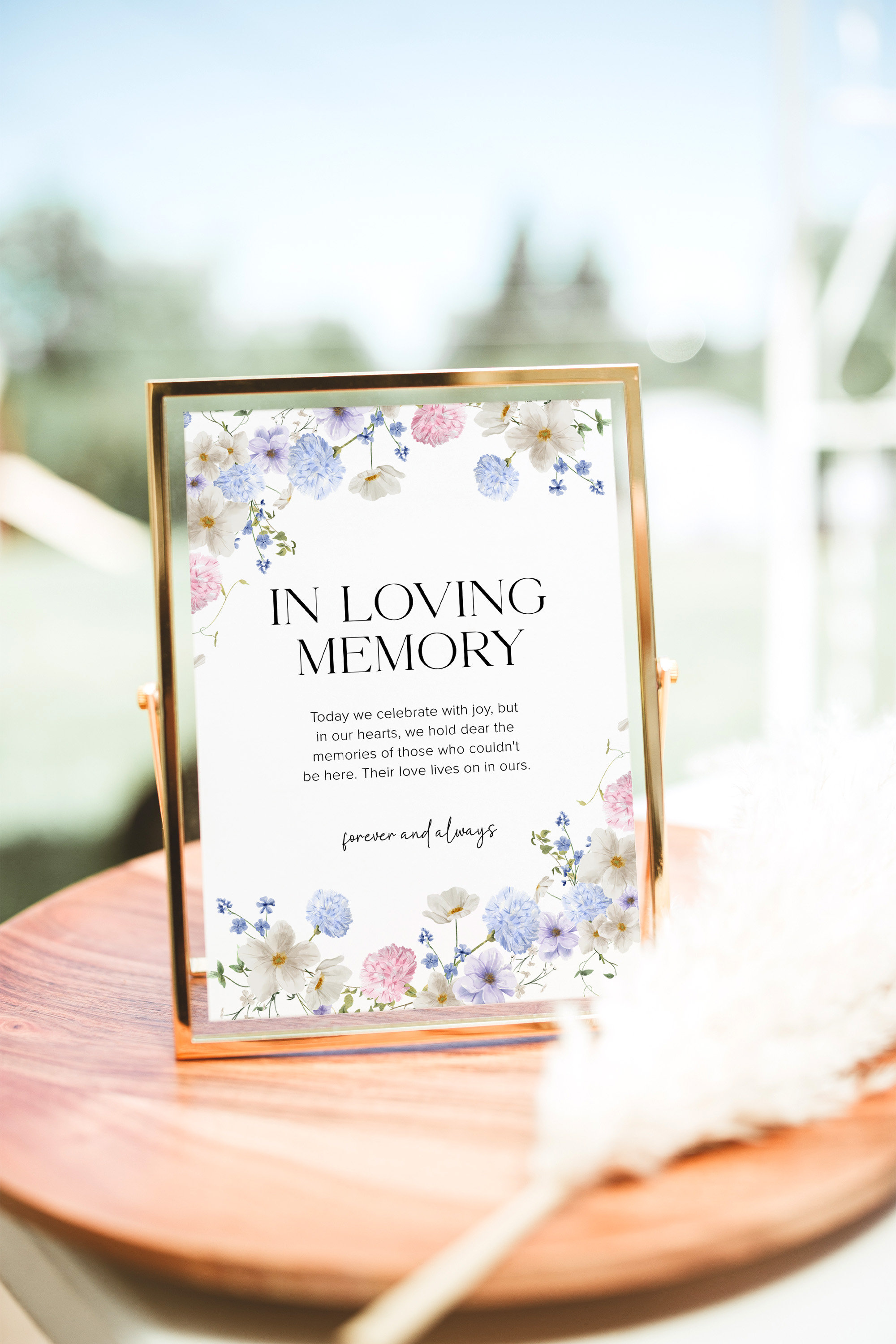 Memorial Table Sign Template, Dusty Blue Wedding Sign, in Loving Memory ...