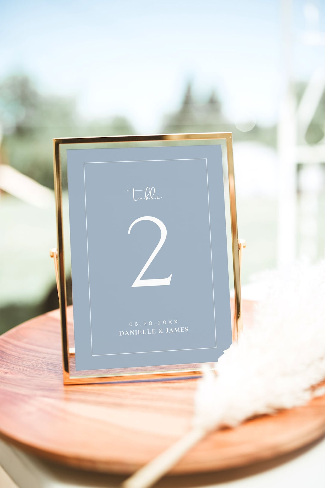 Dusty Blue Wedding Table Number Template, Classic Modern Wedding Table ...