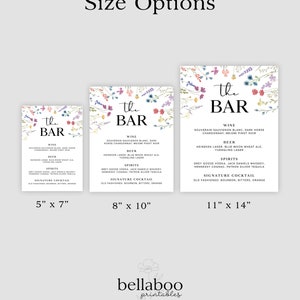 Wildflower Wedding Bar Menu Template, Floral Drink Menu, Boho Summer ...