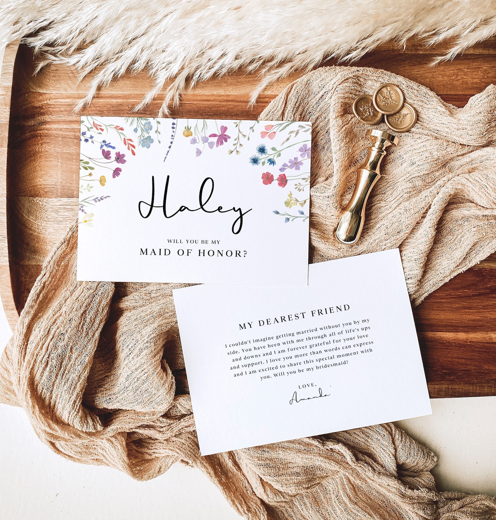 Bridesmaid Proposal Card Template, Wildflower Will You Be My Bridesmaid ...