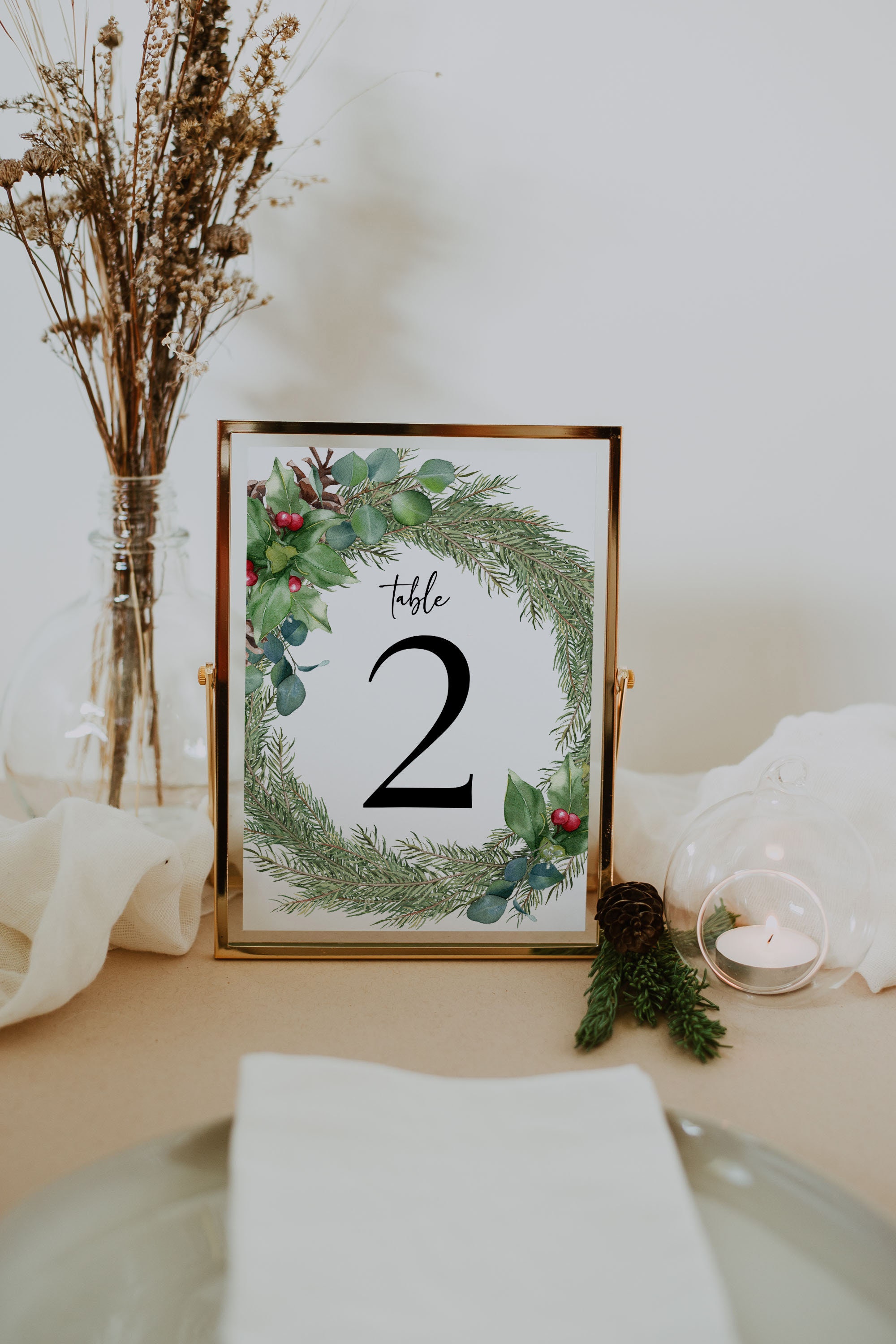 Winter Table Numbers Sign Templates Holiday Table Numbers - Etsy