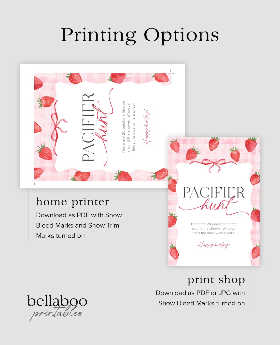 Pacifier Hunt Game Template, Strawberry Baby Shower Sign, Pacifier Hunt ...