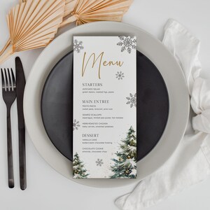 Winter Menu Template, Winter Wedding Menu Winter Bridal Shower Menu ...