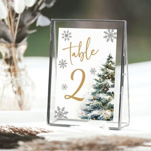 Christmas Table Numbers Templates, Holiday Table Numbers, Gold ...