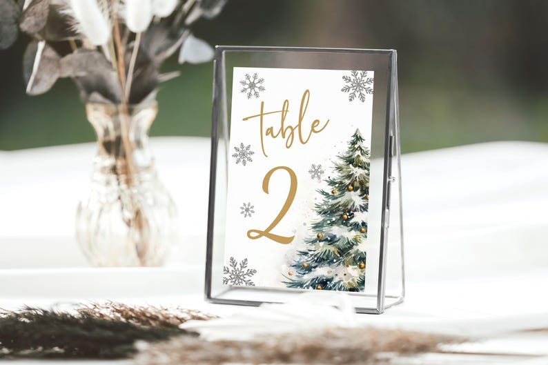 Christmas Table Numbers Templates, Holiday Table Numbers, Gold ...