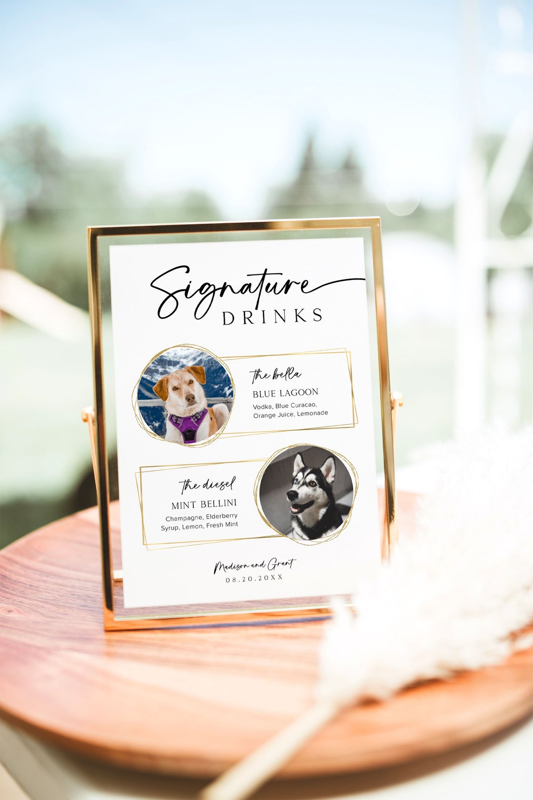 Pet Signature Cocktail Sign, Dog Signature Drink Sign Template, Drinks ...