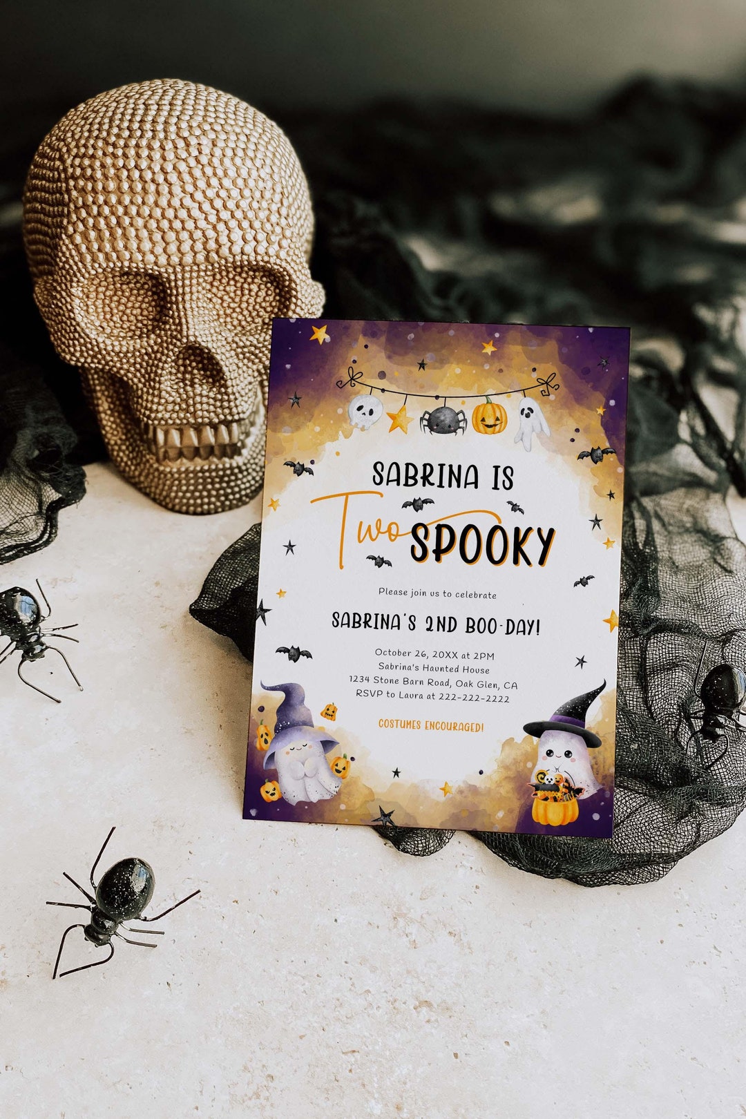 Two Spooky Birthday Invitation Template, Spooktacular Birthday Party ...