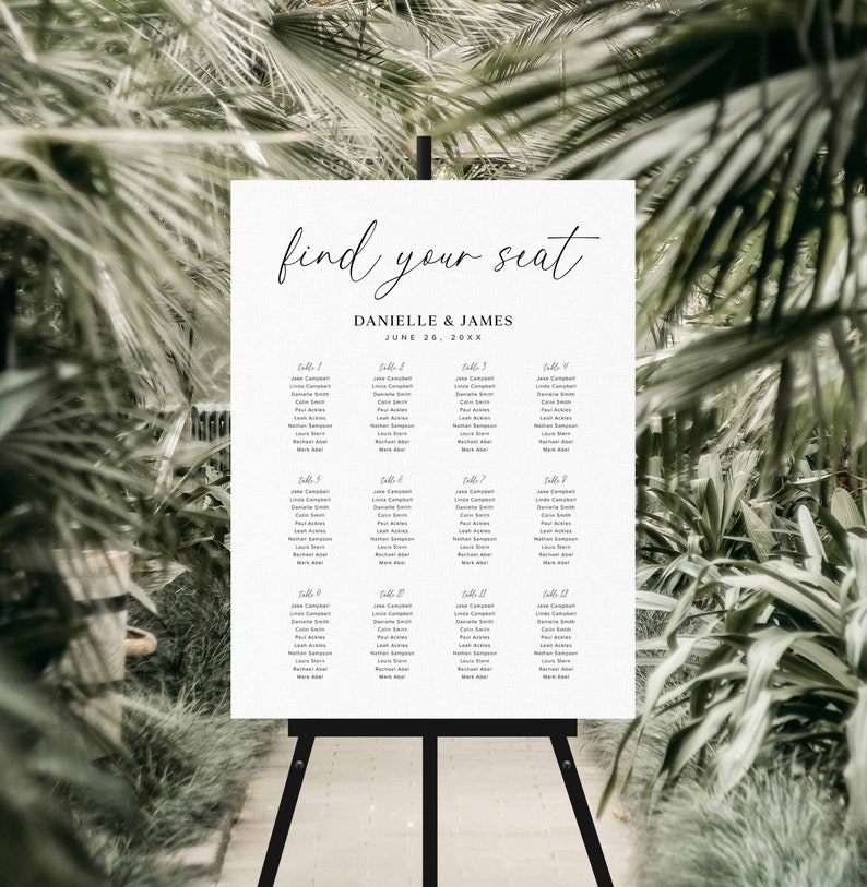 Elegant Wedding Seating Chart Template Classic Wedding - Etsy