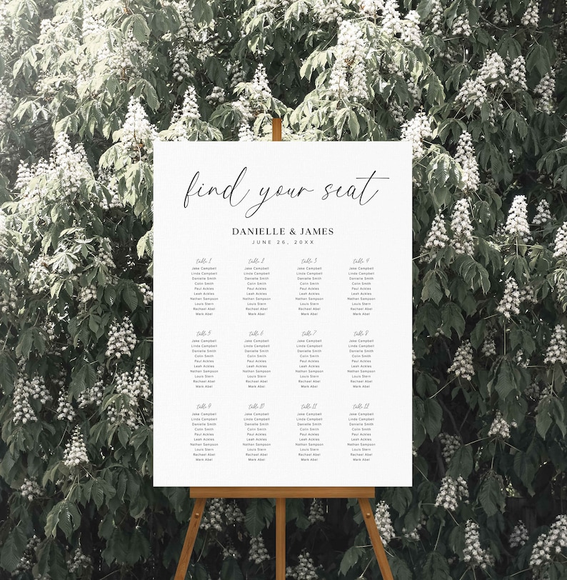 Elegant Wedding Seating Chart Template Classic Wedding - Etsy