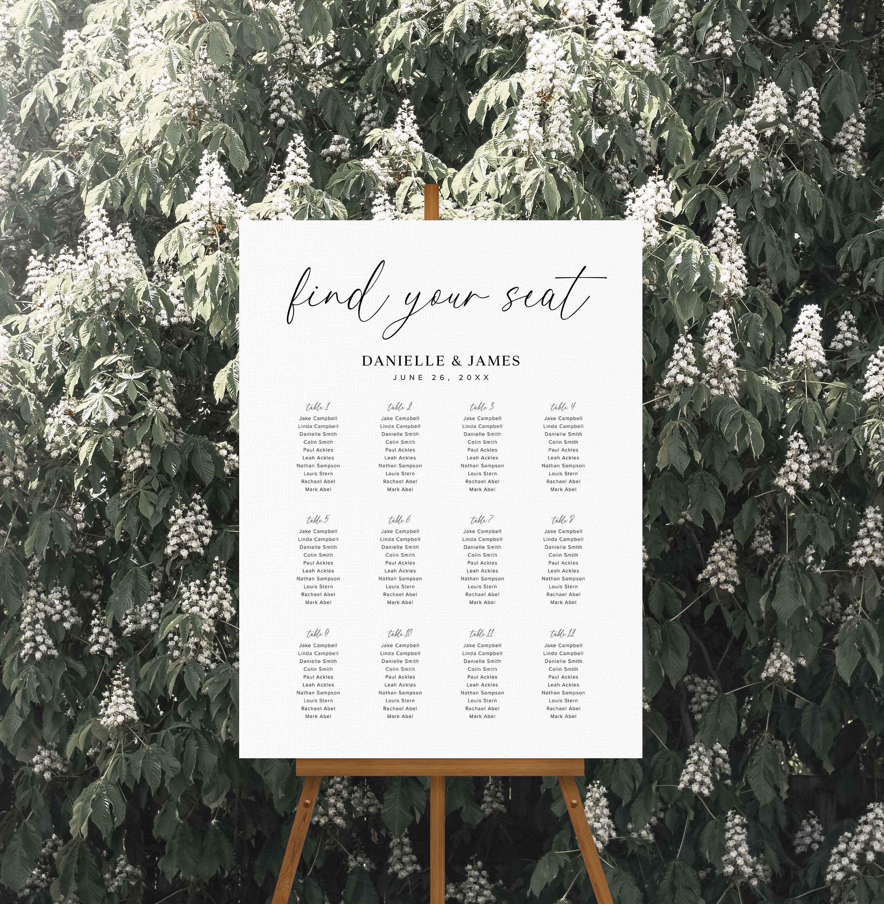 Elegant Wedding Seating Chart Template Classic Wedding - Etsy