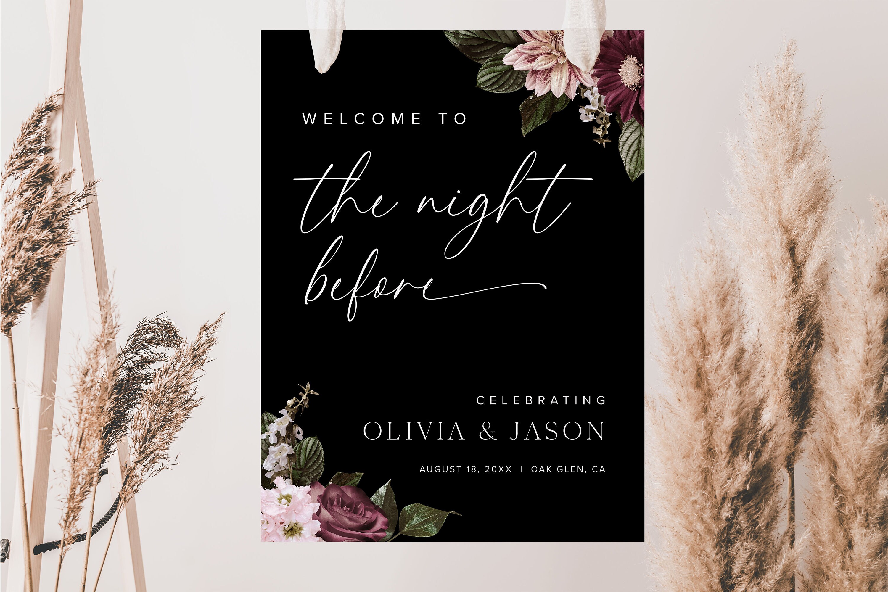 Rehearsal Dinner Welcome Sign Template the Night Before Sign - Etsy