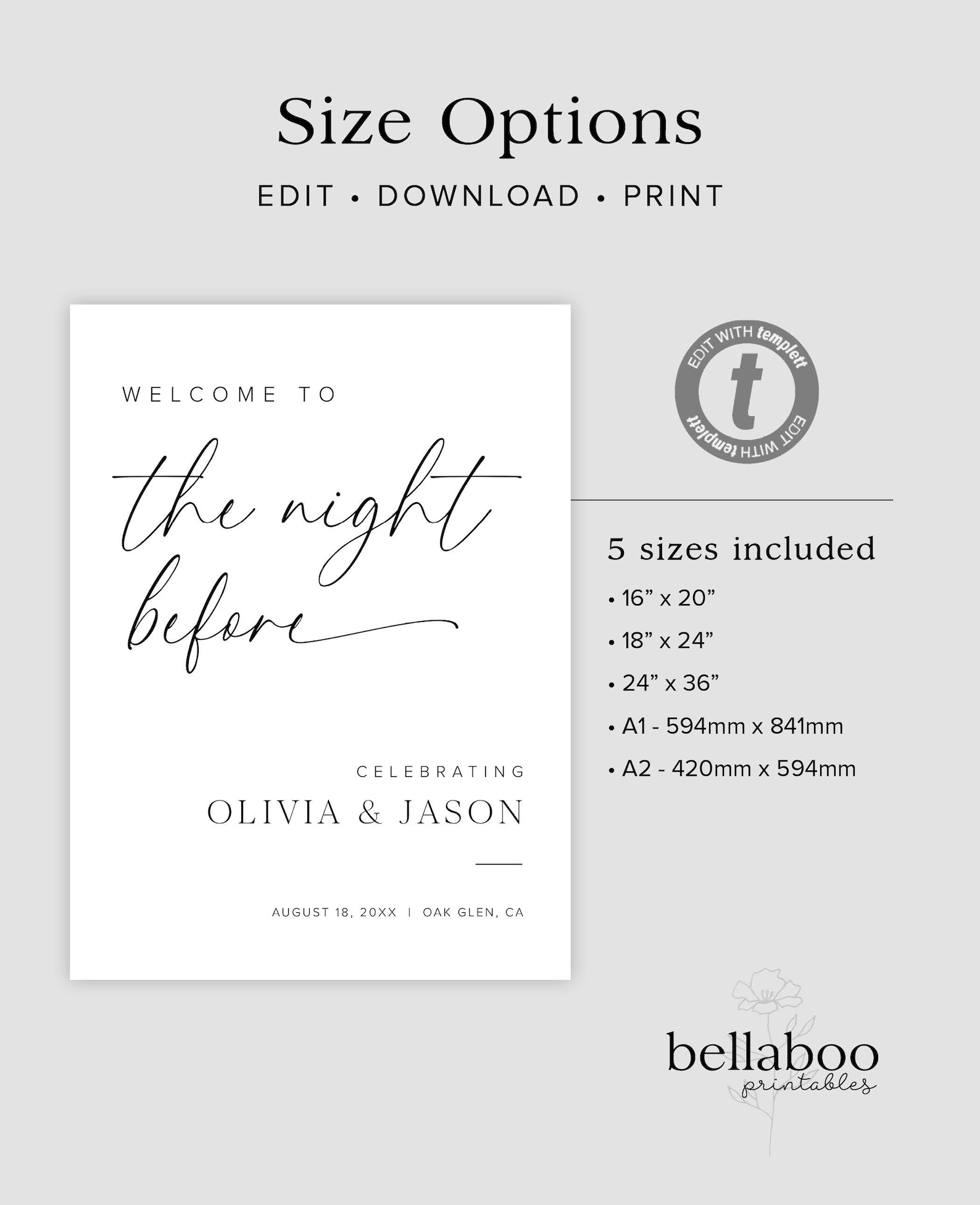 The Night Before Welcome Sign Template Rehearsal Dinner - Etsy