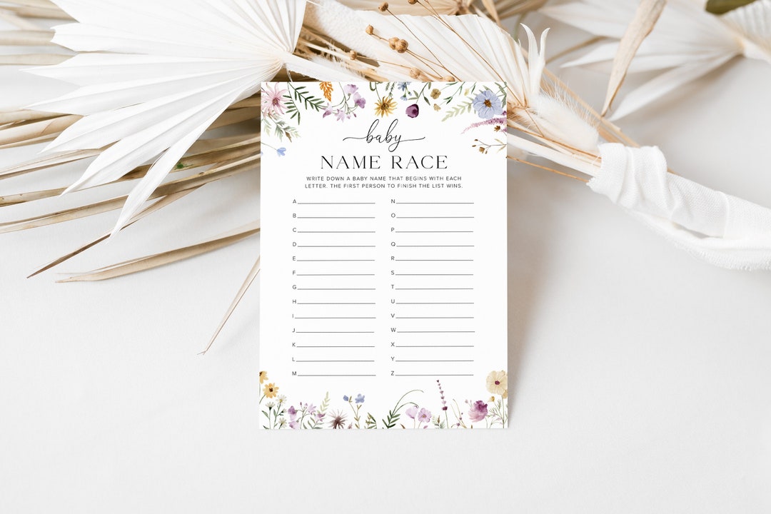 Baby Name Race Baby Shower Game Template, Baby Name Alphabet Game ...
