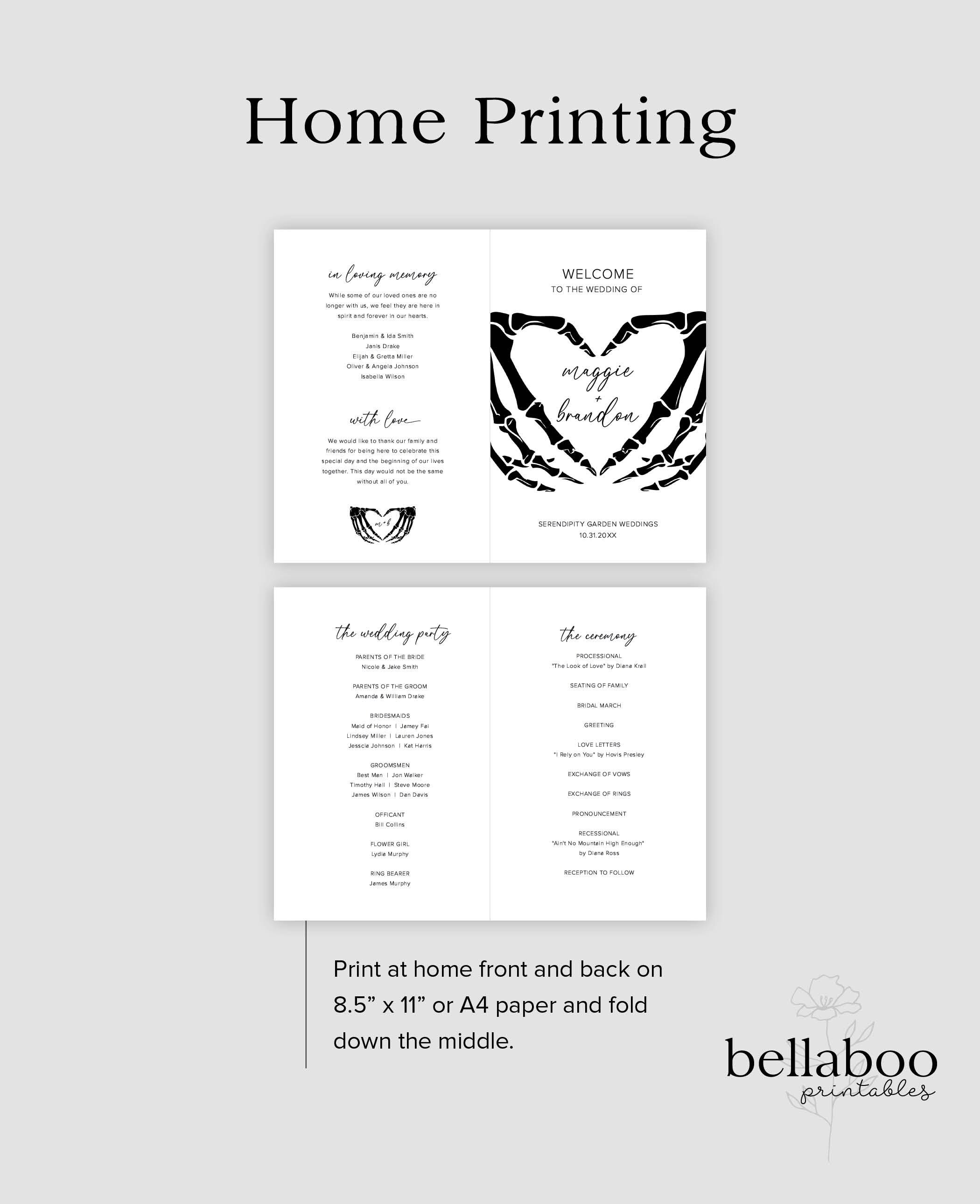 Gothic Ceremony Program Template Dark Moody Wedding Program - Etsy