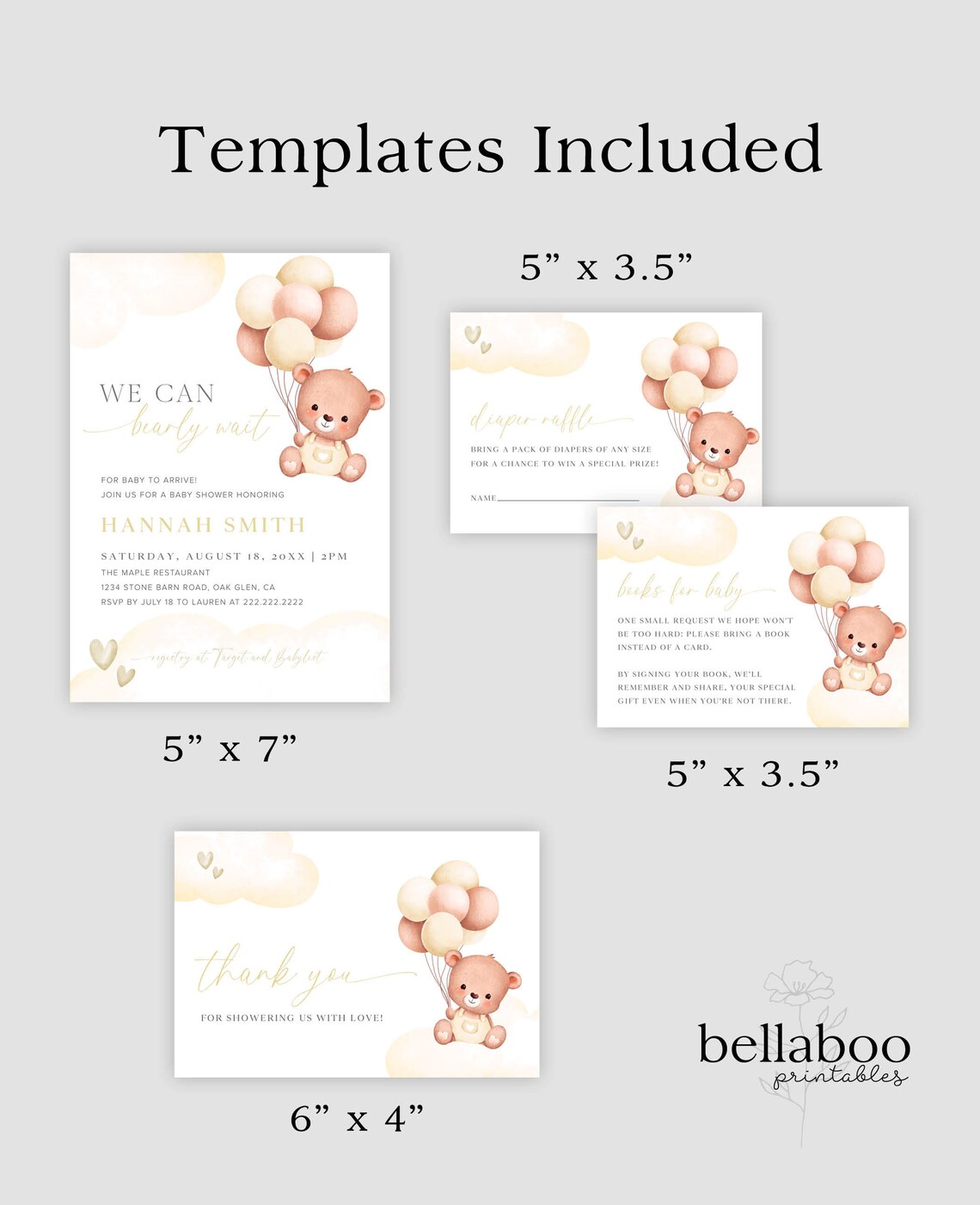 We Can Bearly Wait Baby Shower Invitation Set Templates - Etsy