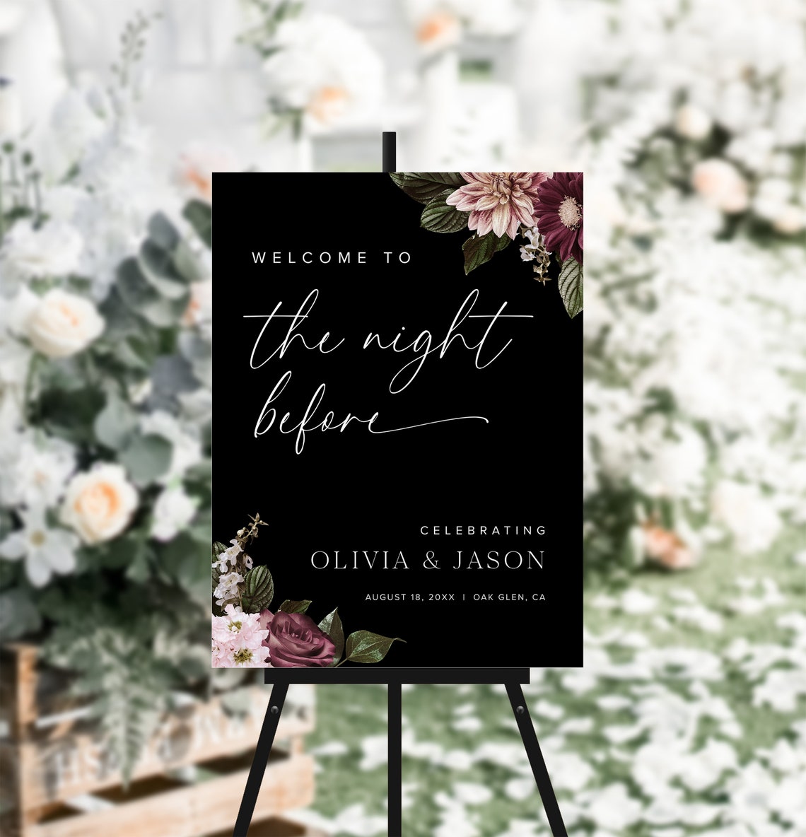 Rehearsal Dinner Welcome Sign Template the Night Before Sign - Etsy
