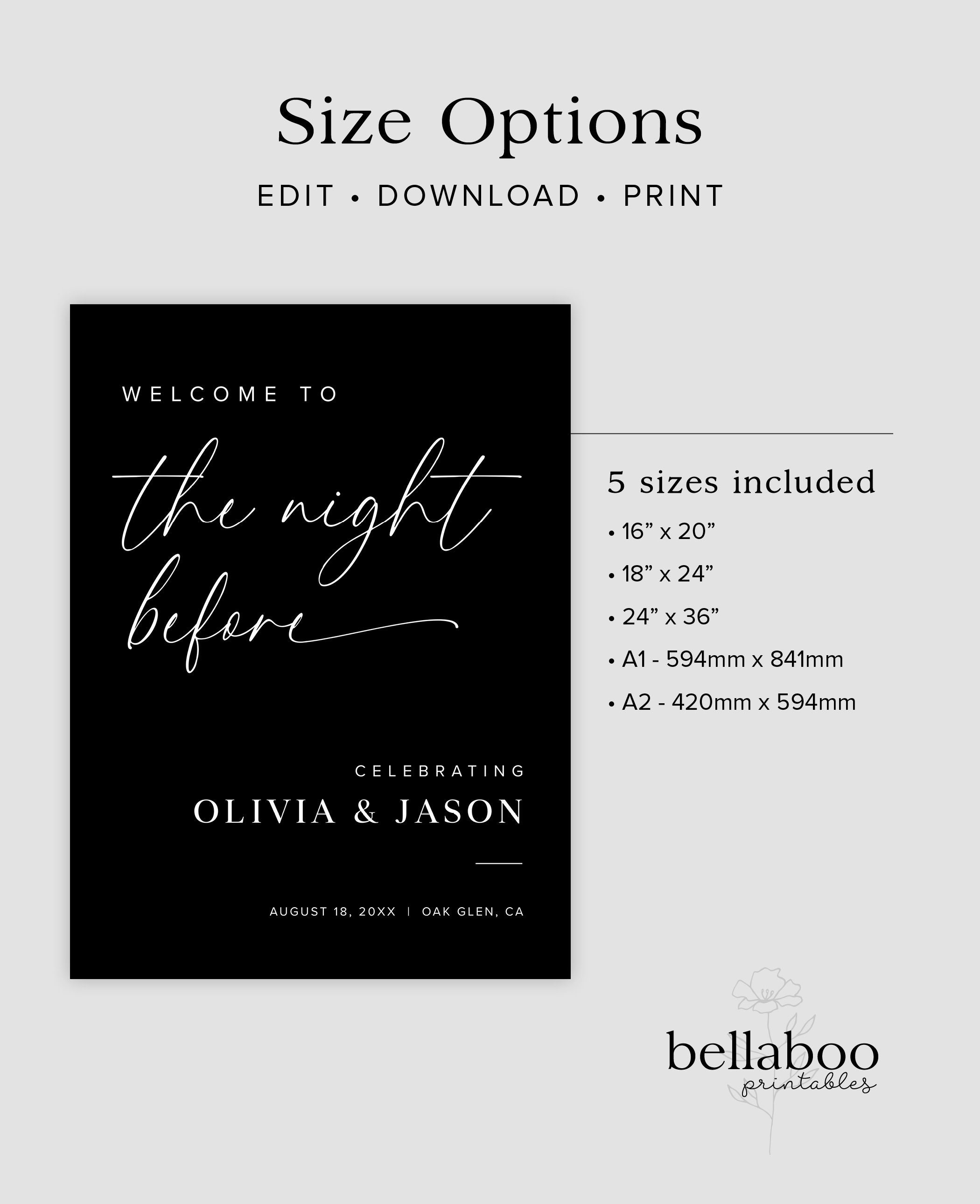 The Night Before Welcome Sign Template, Wedding Rehearsal Welcome Sign ...