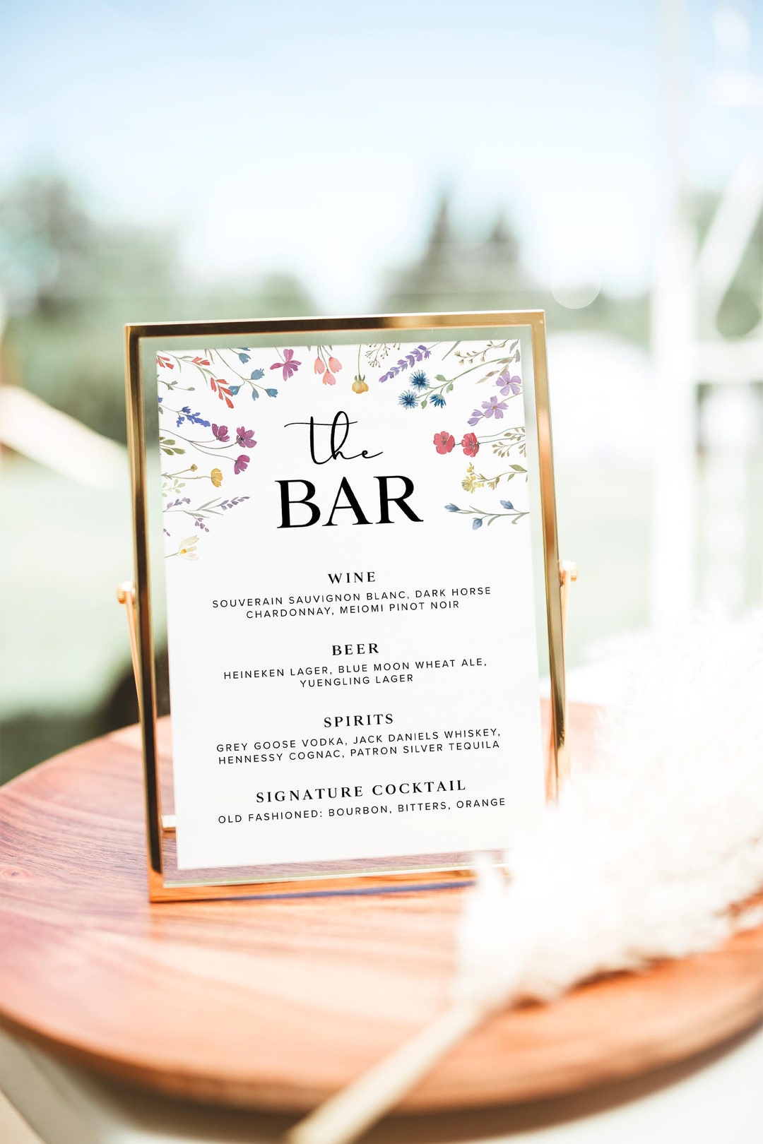 Wildflower Wedding Bar Menu Template, Floral Drink Menu, Boho Summer ...