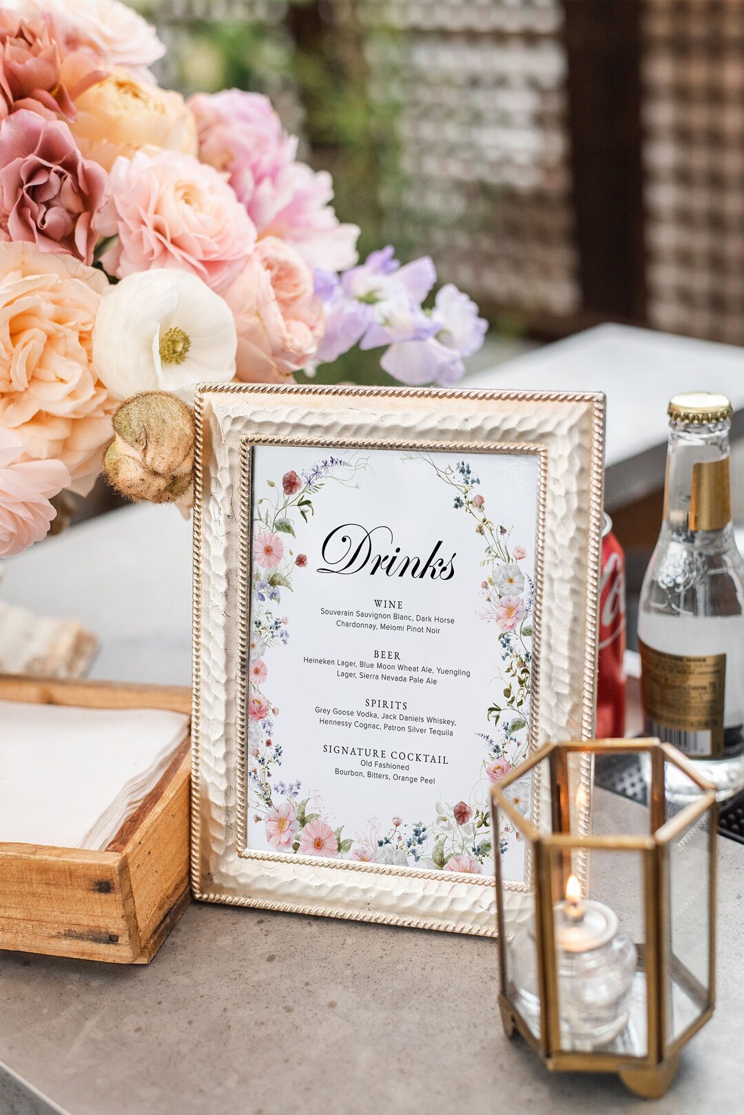 Floral Bar Menu Template, Drink Menu Floral Bar Menu, Spring Wedding ...