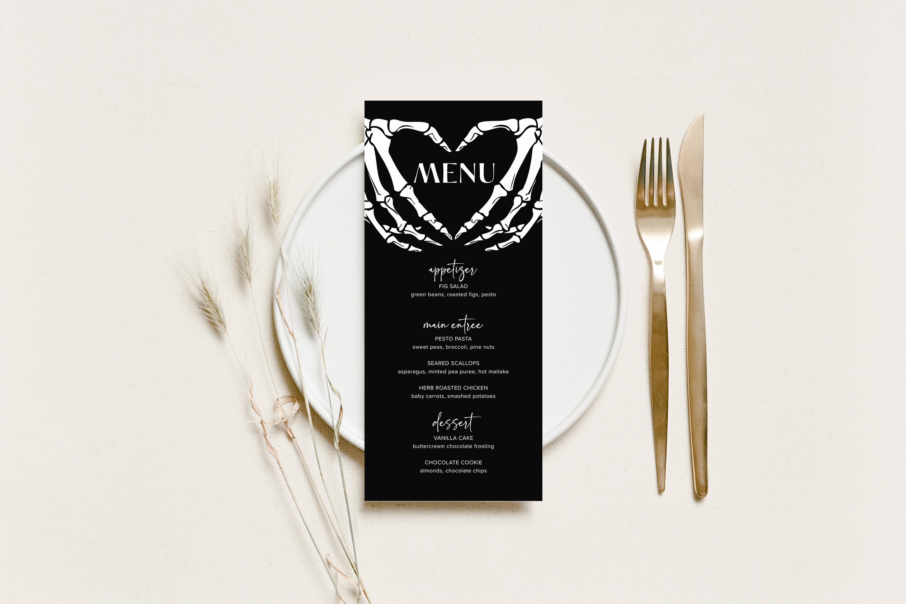 Gothic Wedding Menu Template, Halloween Wedding Dinner Menu, Dark and ...