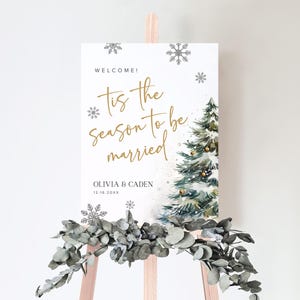 Winter Wedding Welcome Sign Template, Christmas Wedding Welcome Sign ...