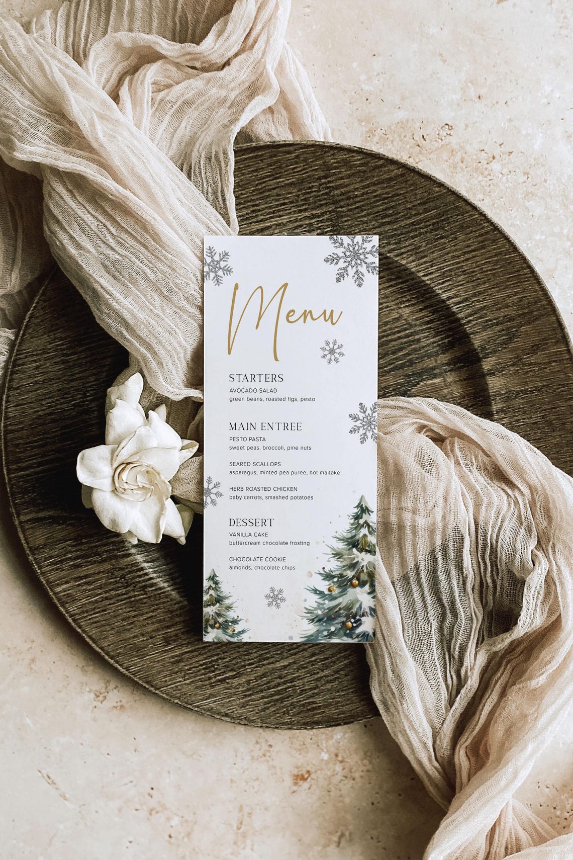Winter Menu Template, Winter Wedding Menu Winter Bridal Shower Menu ...