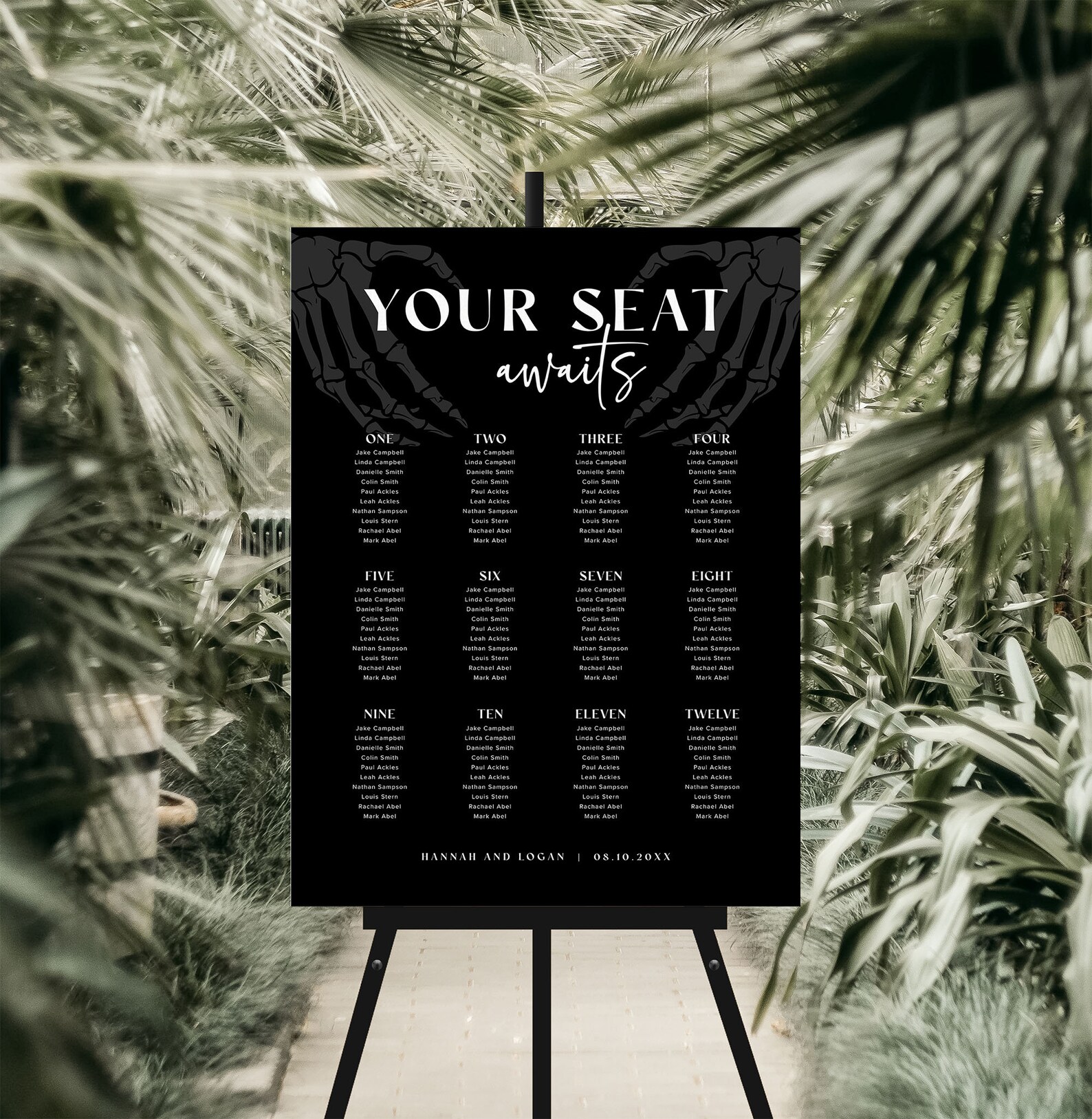 Gothic Wedding Seating Chart Template, Halloween Wedding Seating Chart ...