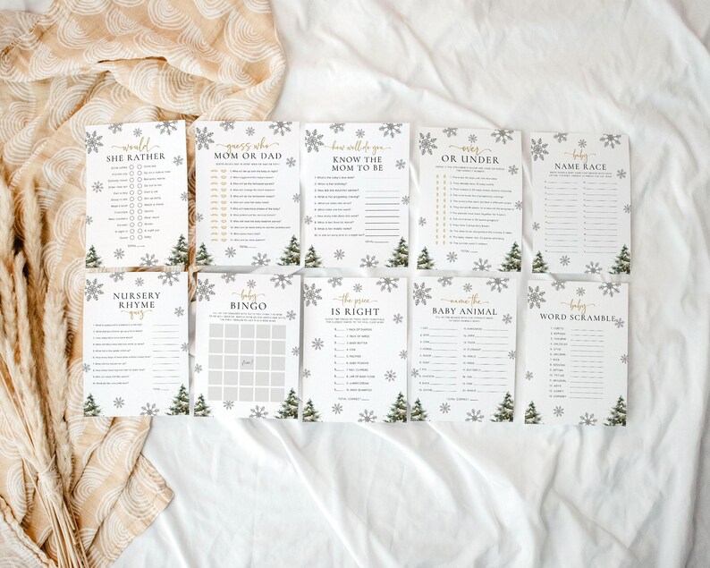 Winter Baby Shower Games Bundle Template, Christmas Baby Shower Games ...