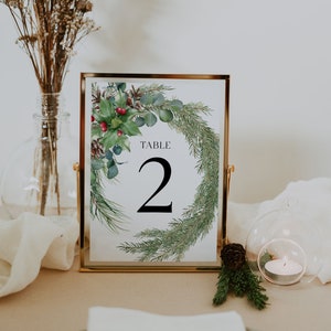 Christmas Table Numbers Templates, Holiday Table Numbers, Christmas ...