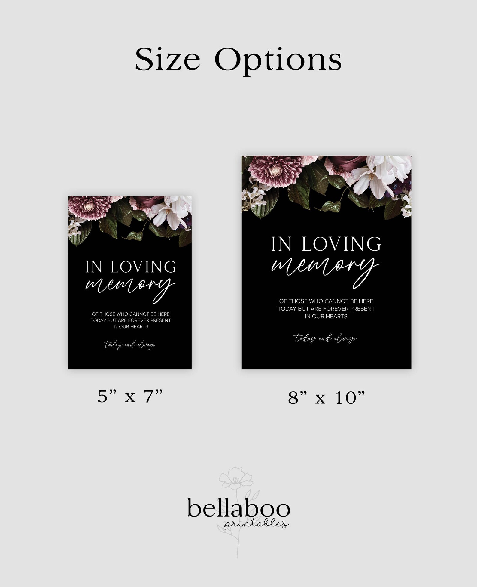 In Loving Memory Sign Template, Dark Moody Wedding, Floral in Loving ...