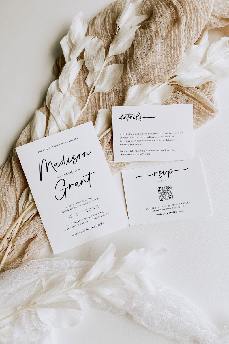 Printable Minimalist Wedding Invitation Minimalist Wedding - Etsy