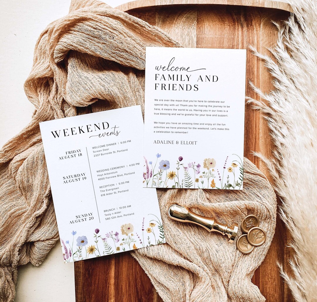 Wedding Welcome Note Template, Wedding Day Timeline, Destination ...