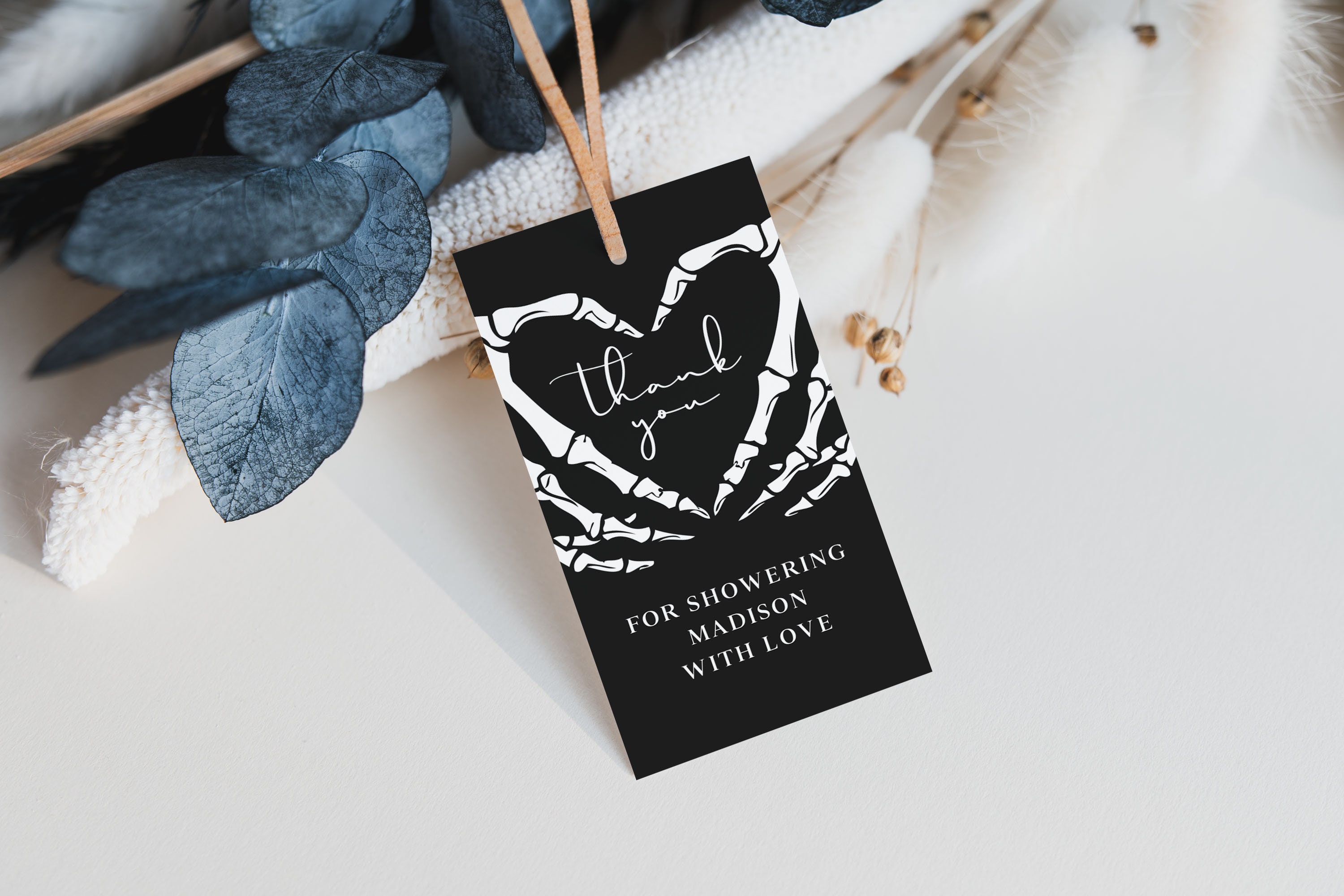 Gothic Bridal Shower Favor Tag Template, Halloween Baby Shower Thank ...