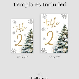 Christmas Table Numbers Templates, Holiday Table Numbers, Gold ...