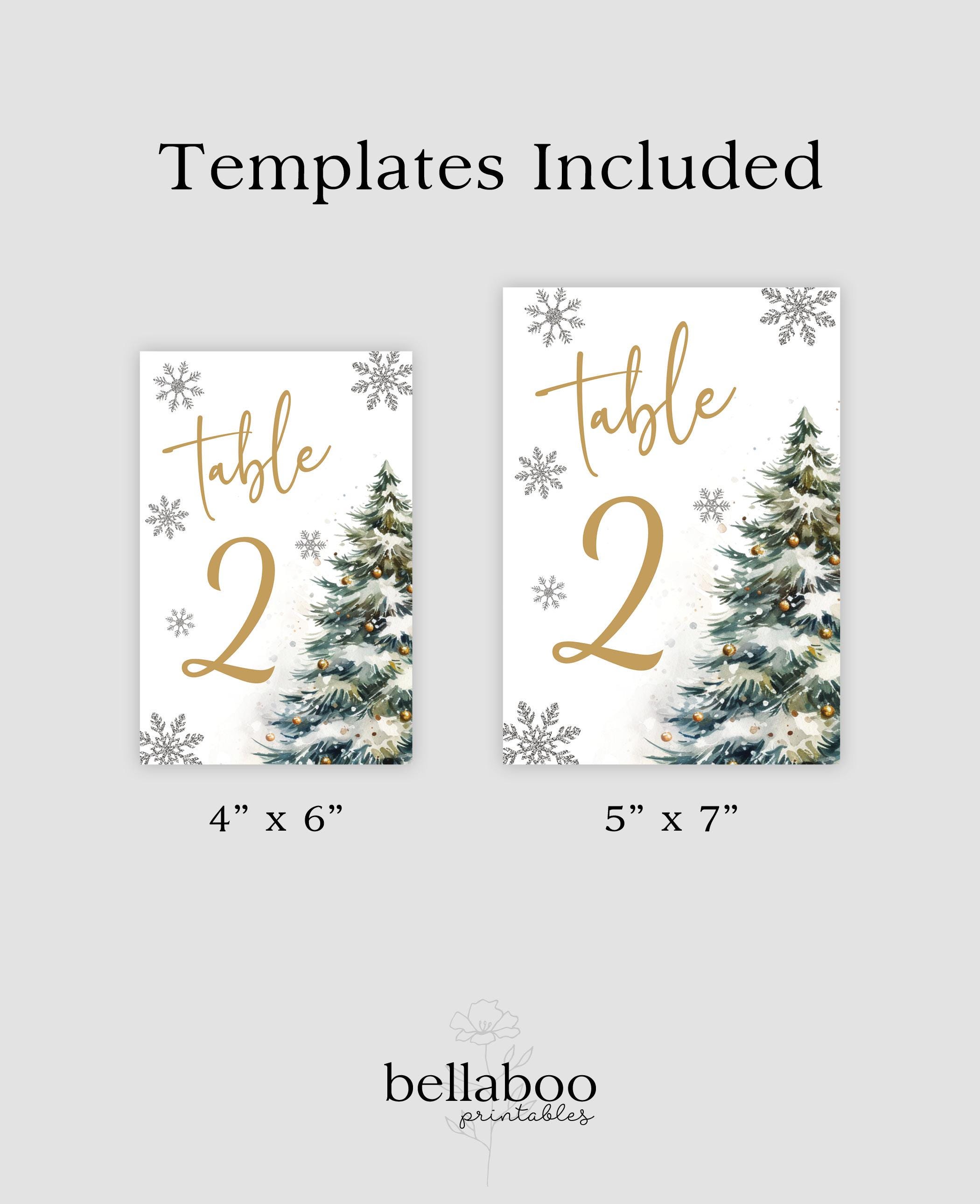 Christmas Table Numbers Templates, Holiday Table Numbers, Gold ...