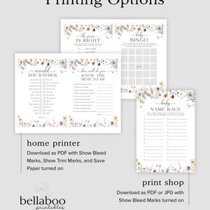 Wildflower Baby Shower Games Bundle Template, Colorful Baby Shower ...