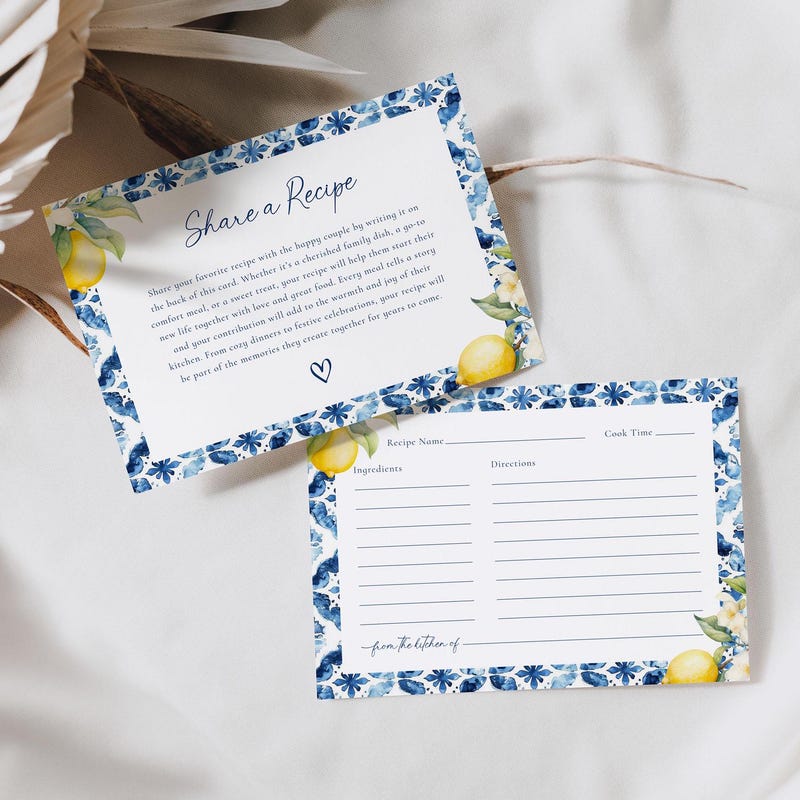 Amalfi Themed Recipe Card - Etsy