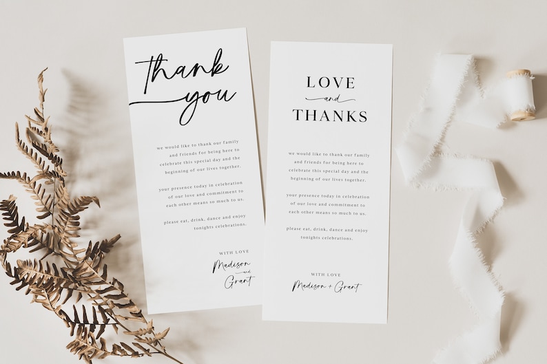 Minimalist Table Thank You Template, Thank You Napkin Note, Printable ...