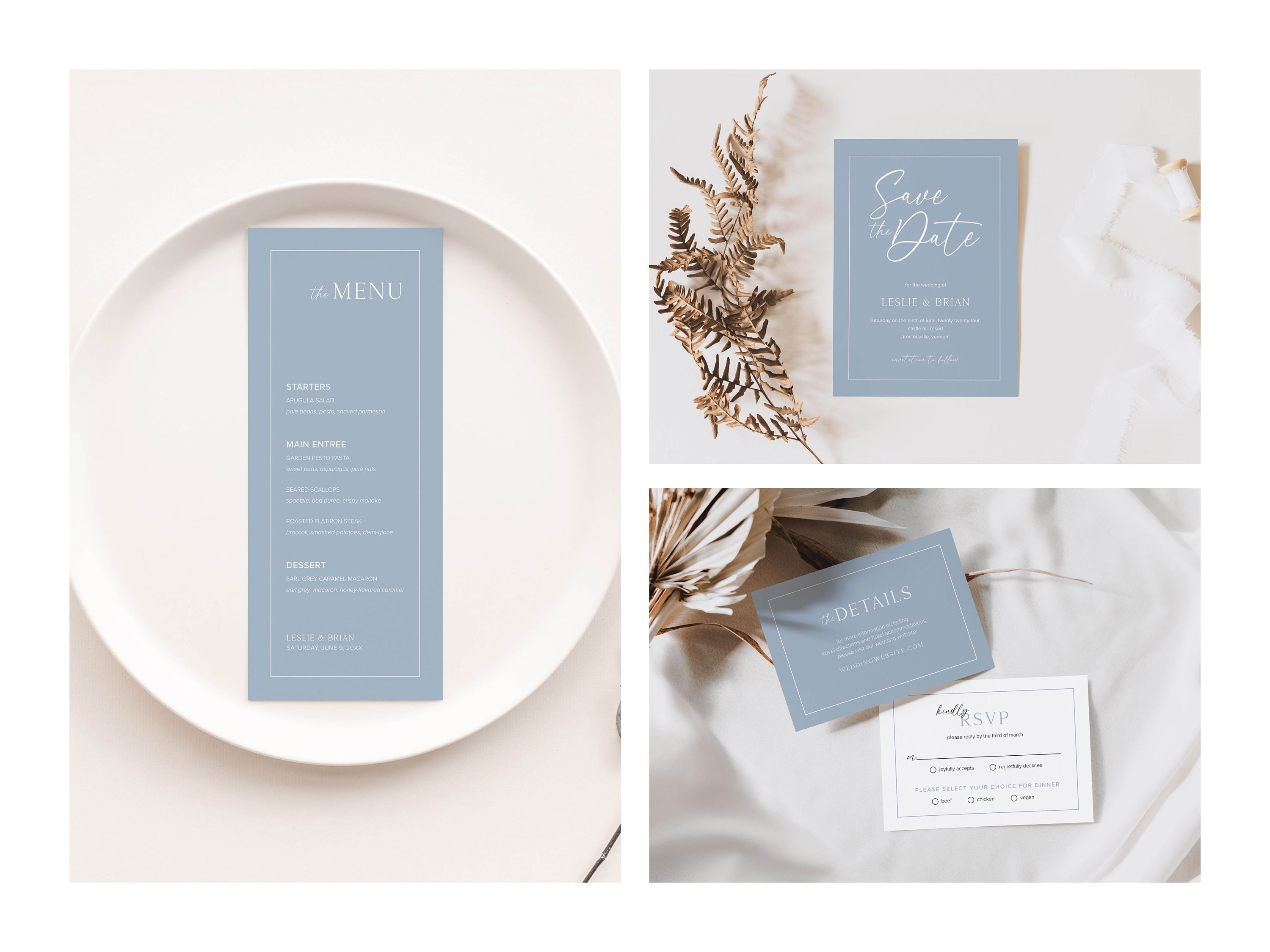 Dusty Blue Wedding Bundle Templates Soft Blue Wedding - Etsy