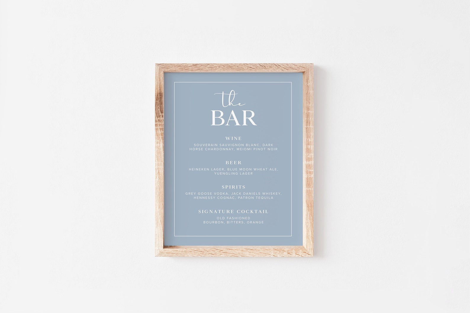 Minimalist Wedding Bar Menu Template, Wedding Drink Sign, Printable Bar ...