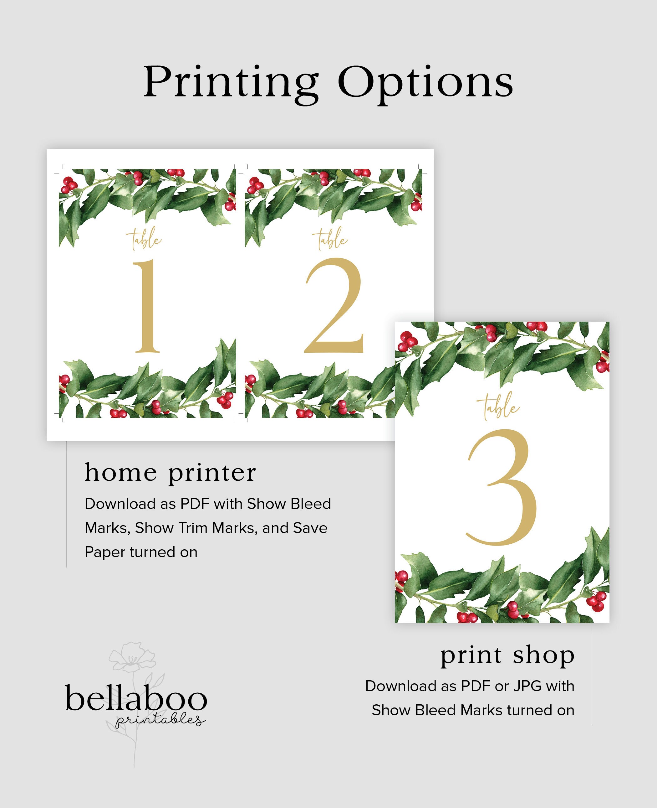 Christmas Table Numbers Templates, Holiday Table Numbers, Gold Wedding ...
