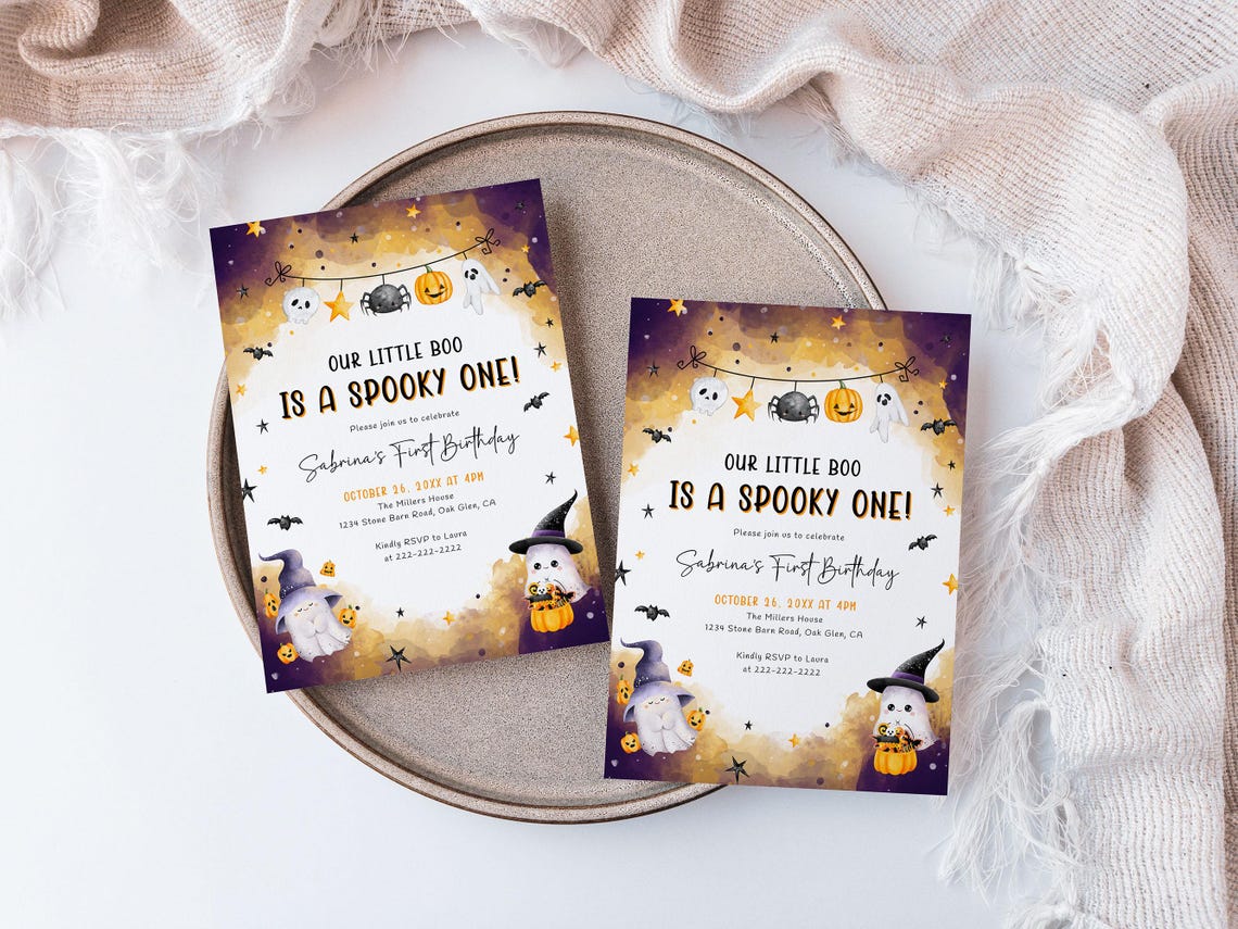 Spooky One Birthday Invitation Template Halloween First Birthday ...