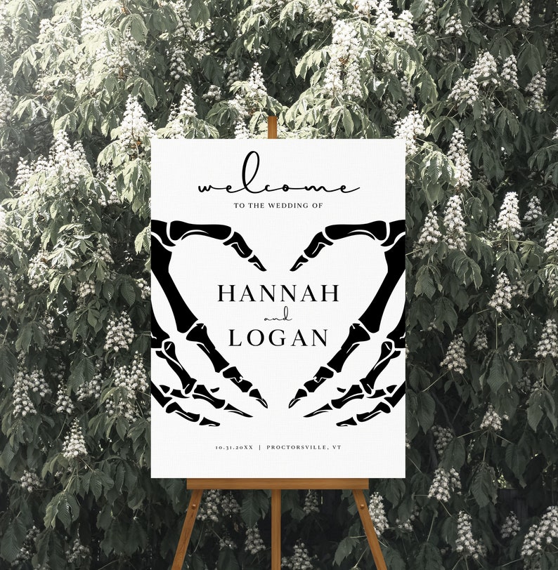 Gothic Wedding Welcome Sign Template Skull Wedding Welcome - Etsy
