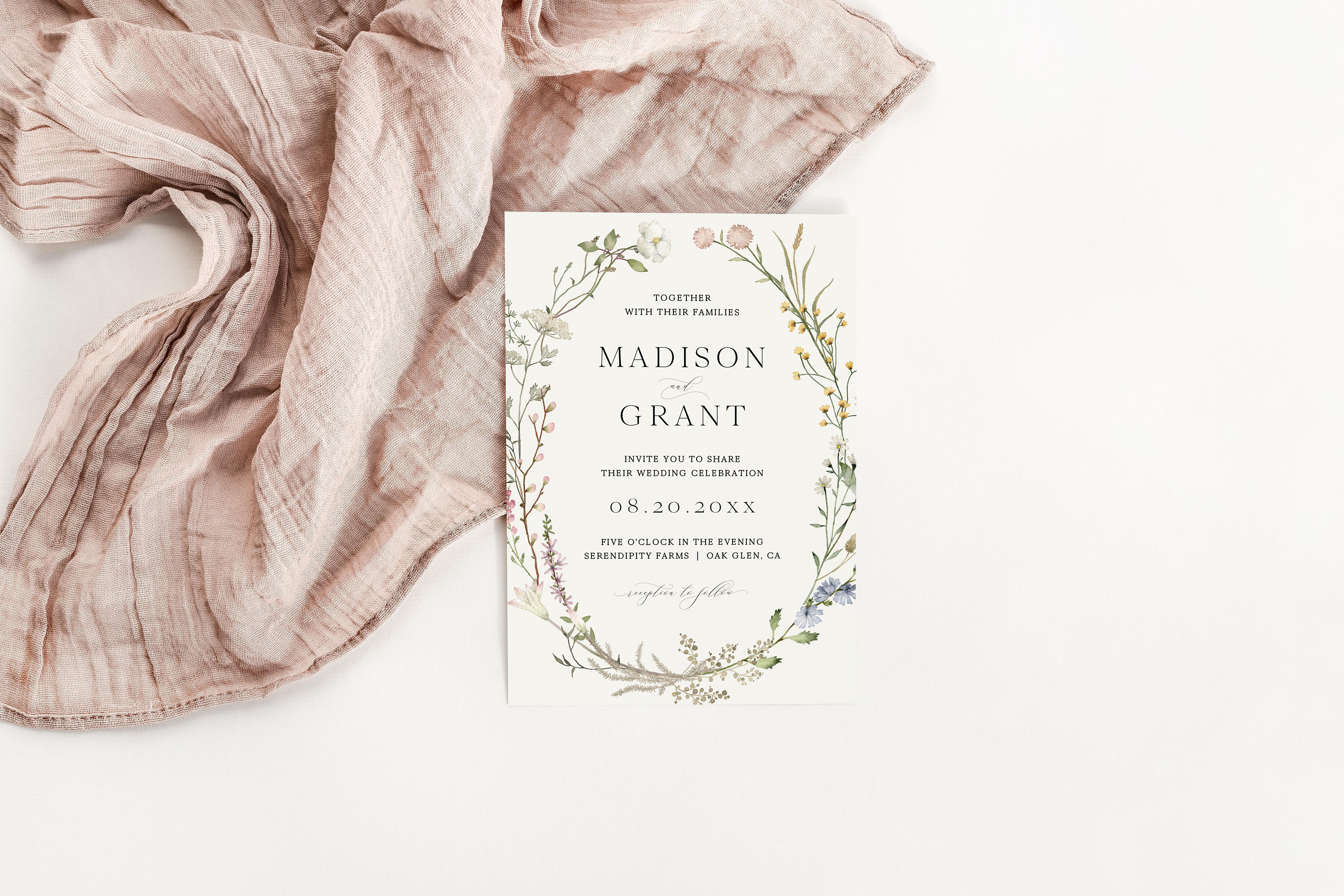 Wildflower Wedding Invitation Template Boho Wedding - Etsy