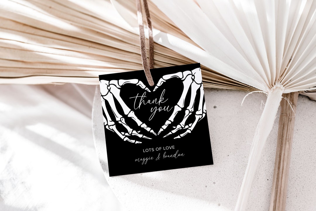 Gothic Wedding Favor Tag Template, Dark Moody Thank You Tag, Editable ...