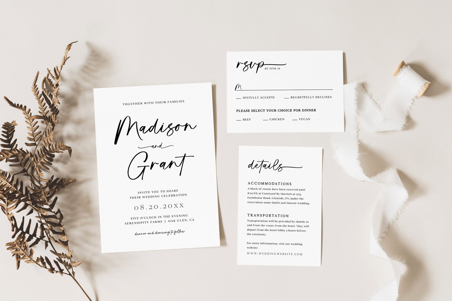 Printable Minimalist Wedding Invitation, Minimalist Wedding Invite ...