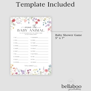 Name the Baby Animal Baby Shower Game Template, Baby Animal Names Game ...