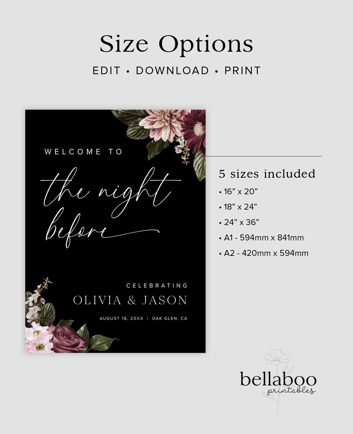 Rehearsal Dinner Welcome Sign Template the Night Before Sign - Etsy